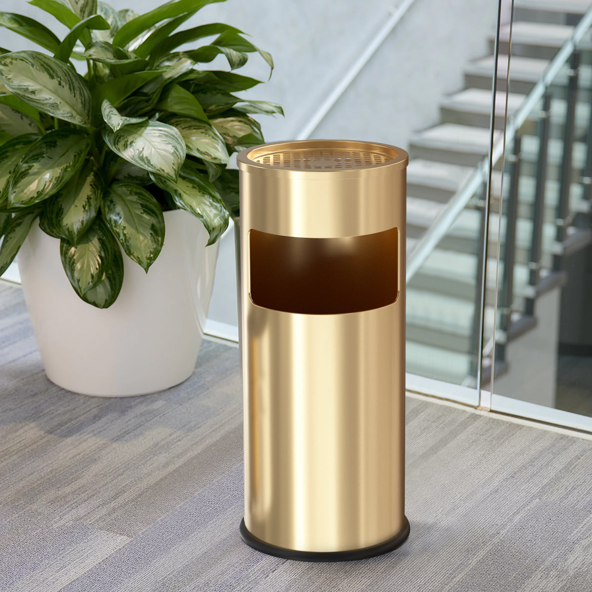 Beamnova Trash Can golden trash container Commercial Garbage can with